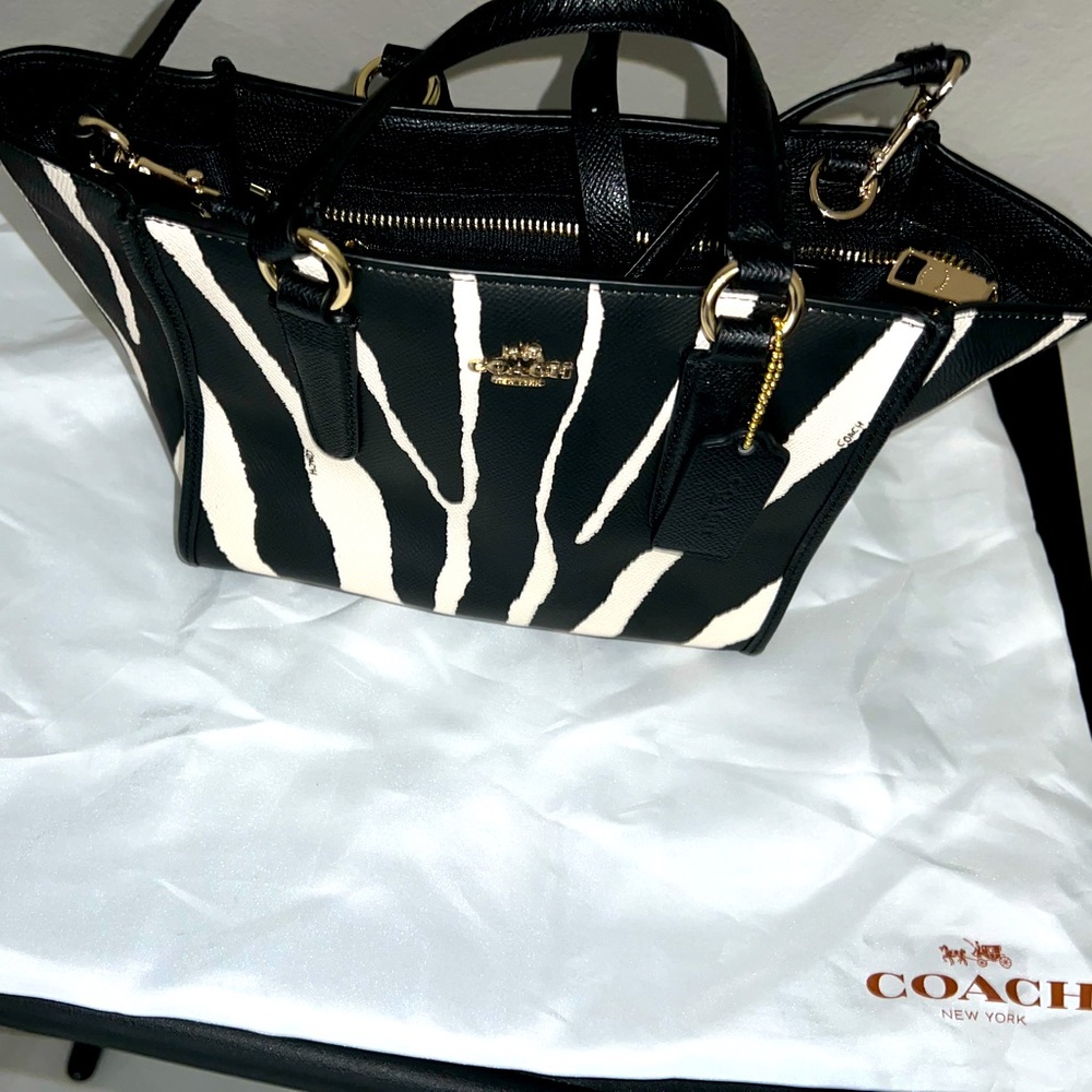Coach Crosby Mini Carryall In Zebra Printed Leather H… - Gem